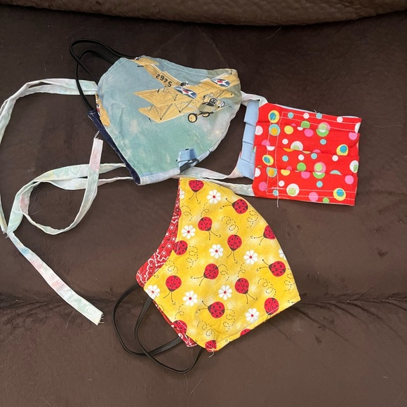 Other | Three Handmade Face Masks Reversible Two With Ear Pieces One ...